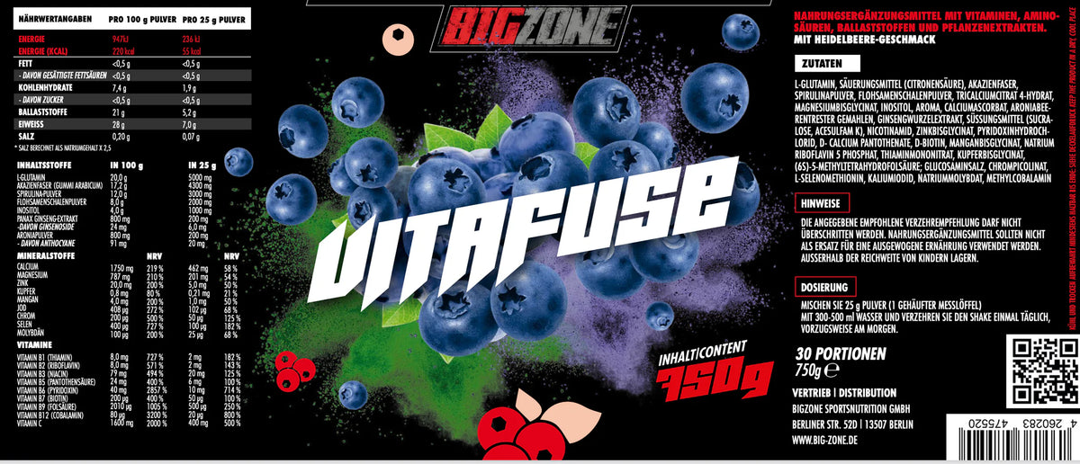 Big Zone Vitafuse 750g Dose – Body & Shape Sportnahrung